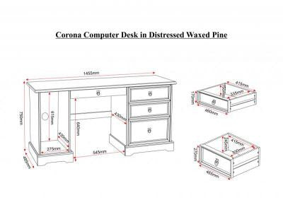 Corona Computer Desk in Distressed Waxed Pine – The Furniture Warehouse